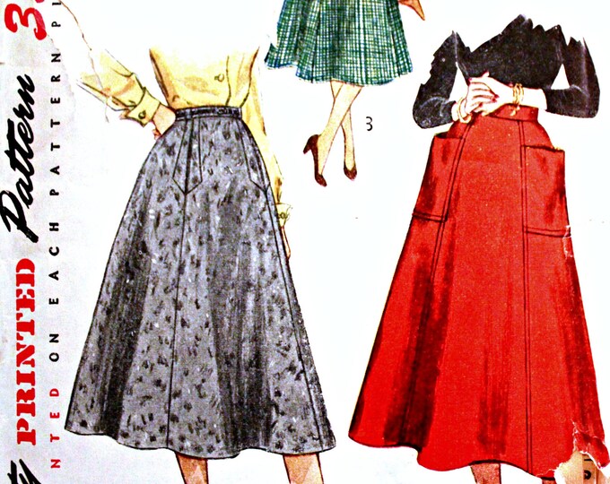 Vintage Sewing Pattern for 50s Full Skirt, Waist 30, Hip 39: Simplicity ...