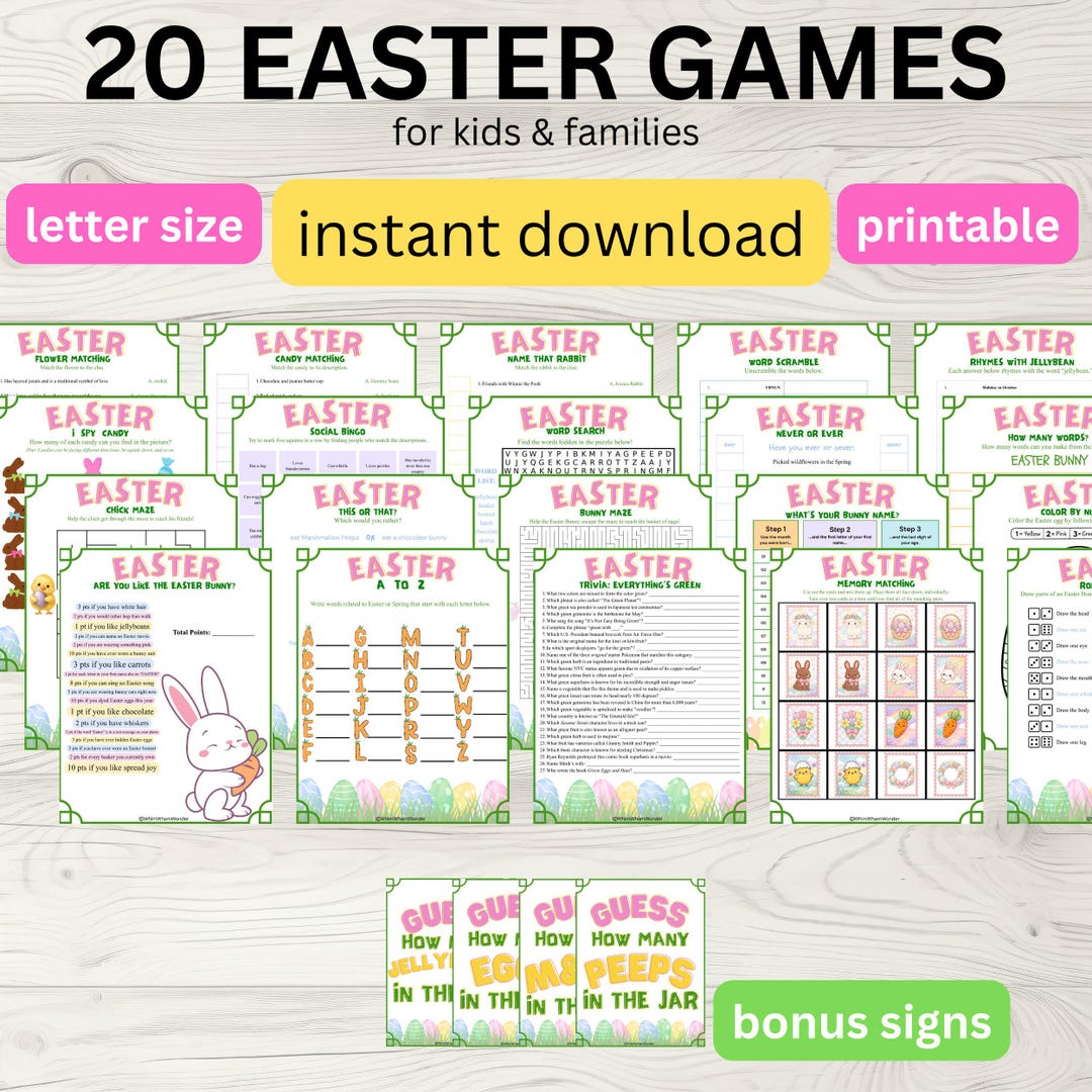 Easter Activity Bundle 20 Games Family Kids Adults Seniors Church ...