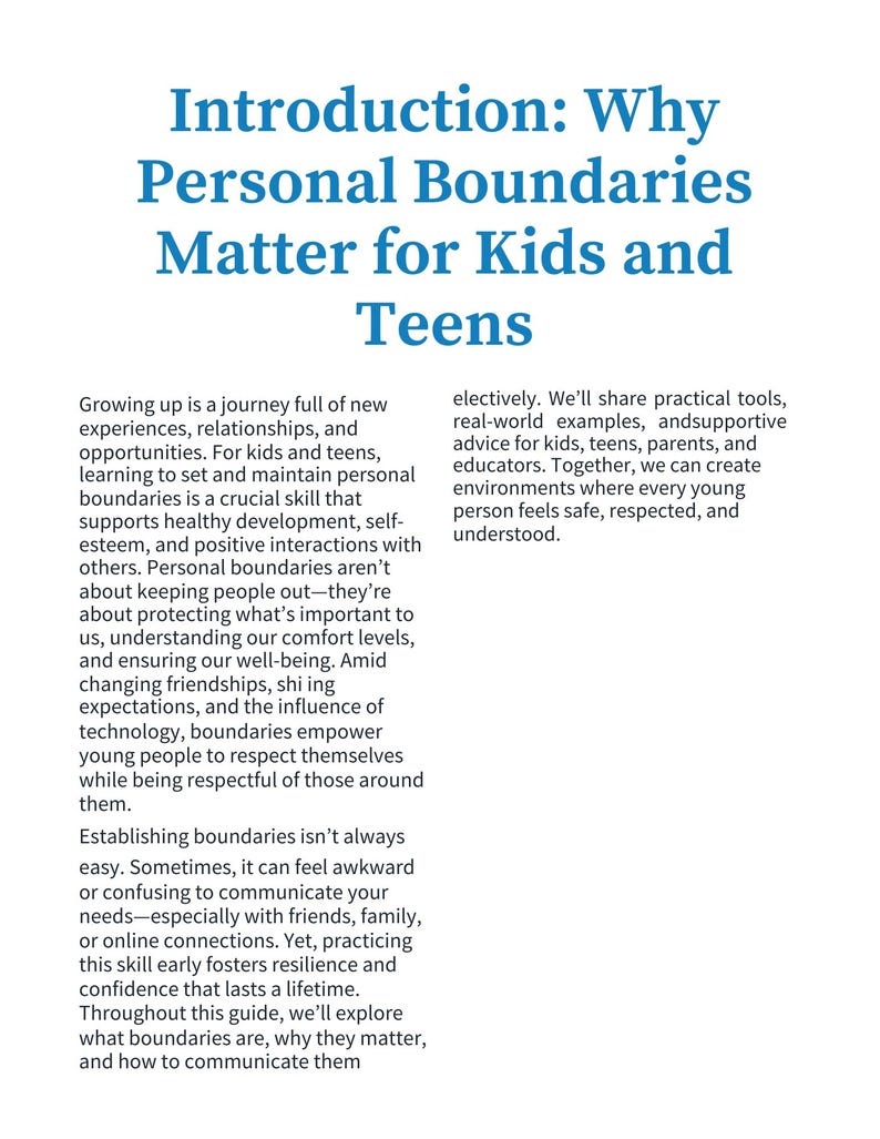 Personal Boundaries for Kids and Teens: Safety Confidence Guide – Self ...