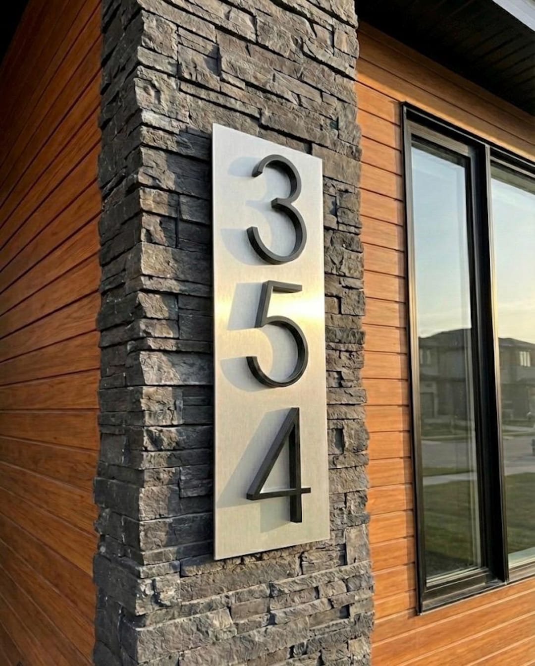 Brushed Silver Horizontal House Number Sign, Custom Address Plaque With ...