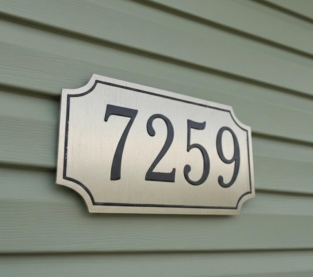 Brushed Silver Horizontal House Number Sign: Aluminum Composite ...