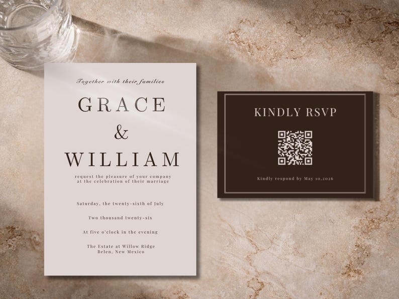 Editable Formal Wedding Invitation Suite | Classic Minimal Wedding ...