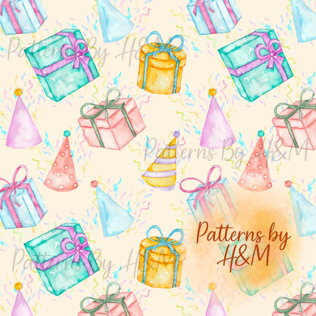 Watercolor Birthday Party Seamless Pattern | Digital Download ...