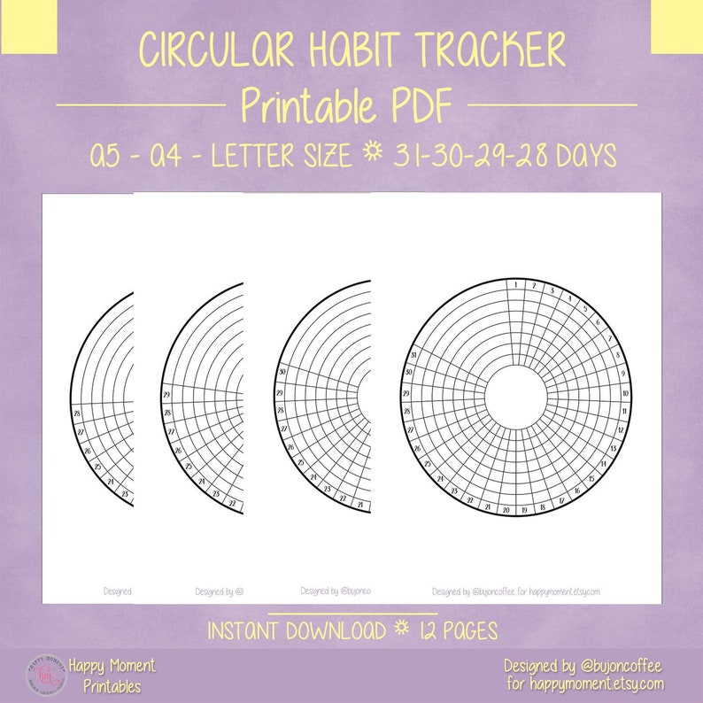 Bullet Journal Circle Habit Tracker Printable Sticker Track Your ...