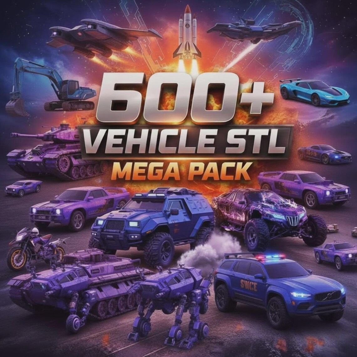 600+ STL Files for 3D Printing Cars, Race Cars, Trucks, Trains & Planes ...