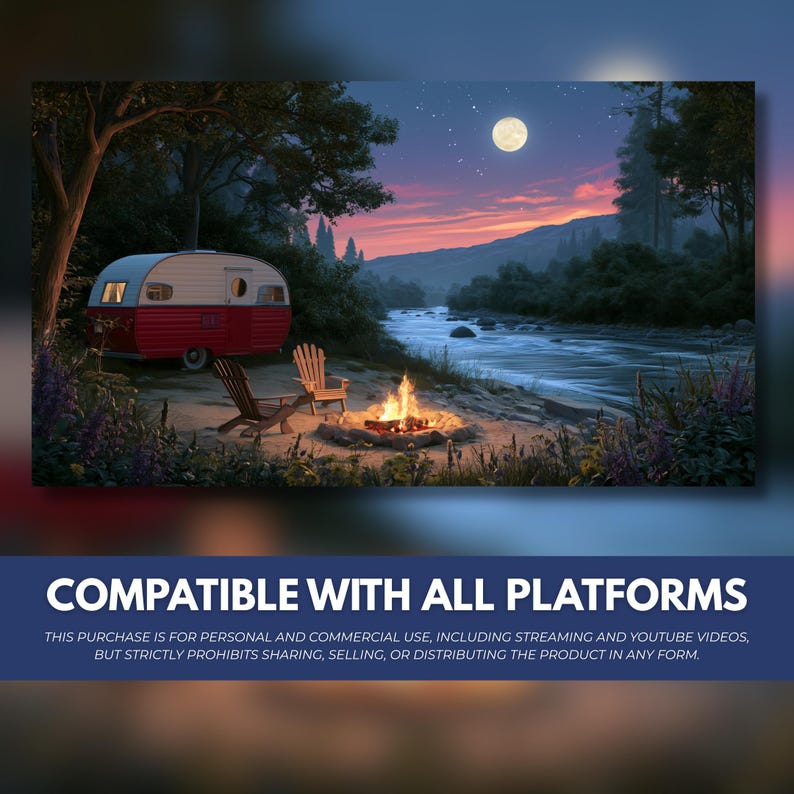 Animated Background Cozy River Camp Sunset, 4K Seamless Loop Relax ...
