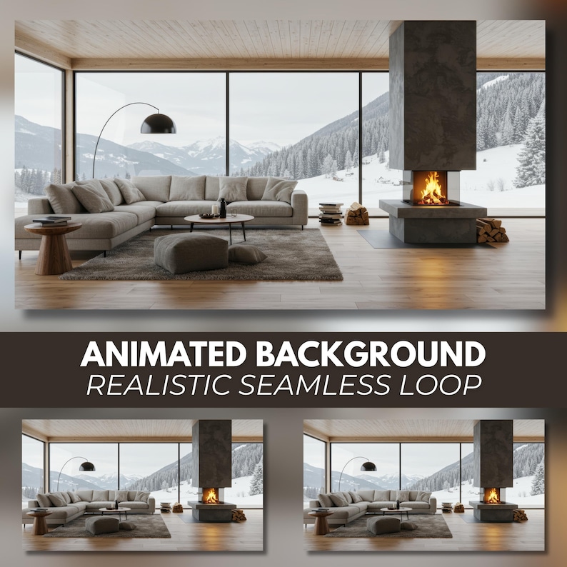 Animated Backgrounds, Luxury Mountains Living Room, Seamless Looping ...