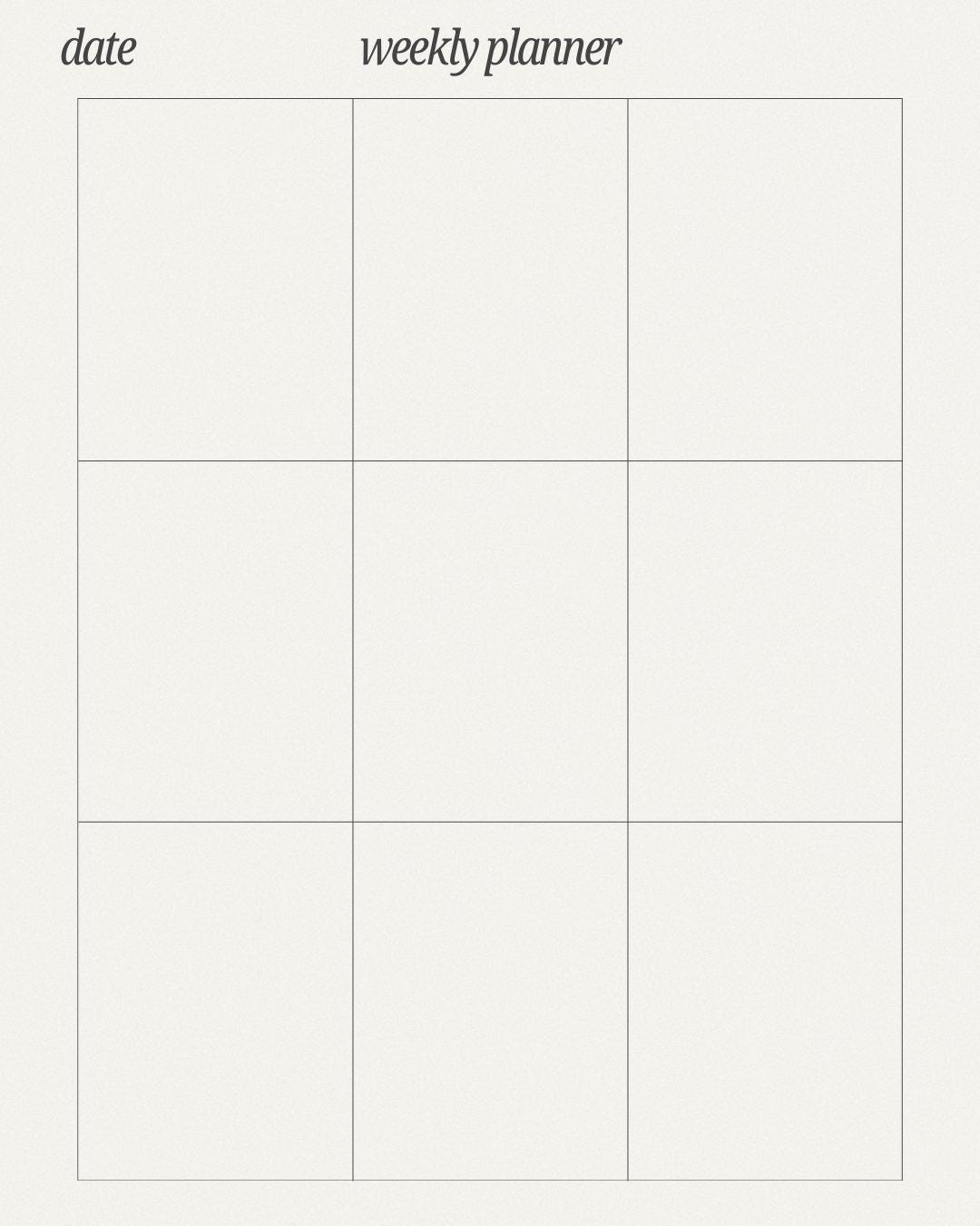 Minimalist Weekly Planner | Neutral Grid Layout Printable - Etsy