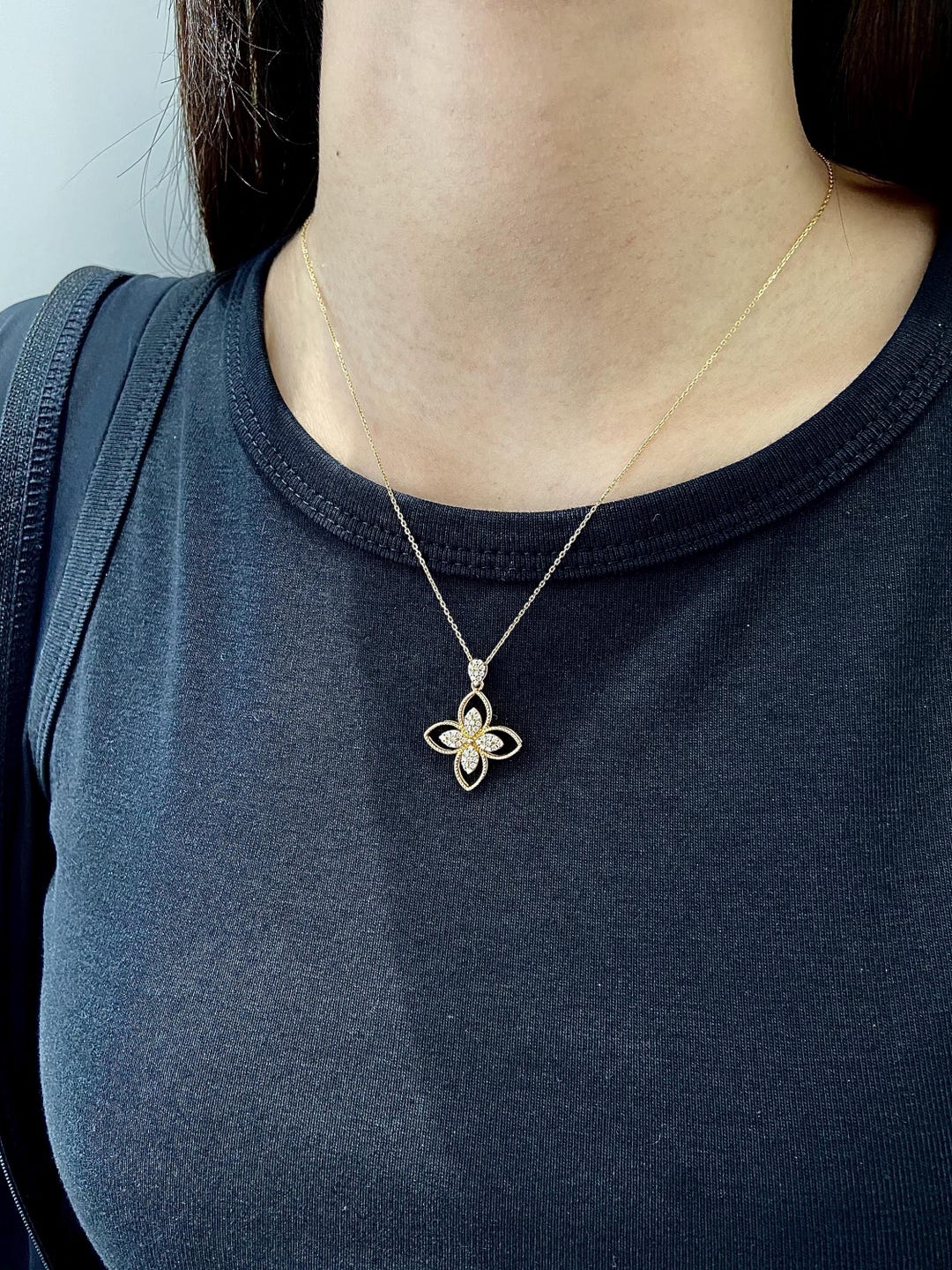 1 Carat Four Leaf Clover Cut Lab Grown Diamond Necklace, 18k Yellow ...