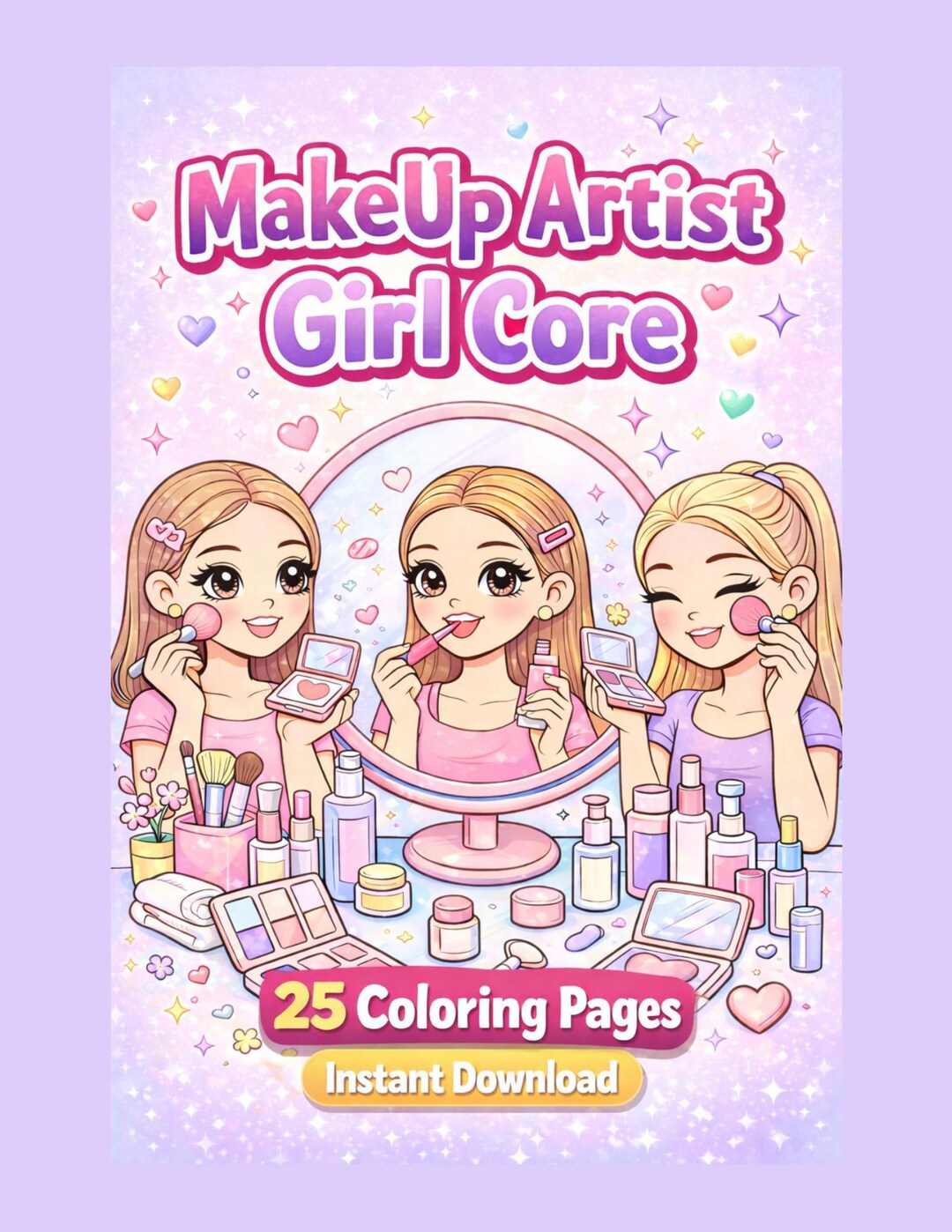 Makeup Artist Girl Core Coloring Book – 25 Pages (instant Download ...