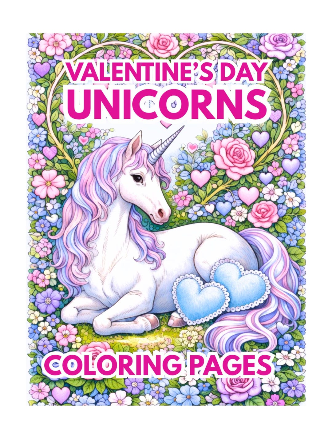 Valentine Unicorn Coloring Book | 25 Printable Pages (instant Download ...