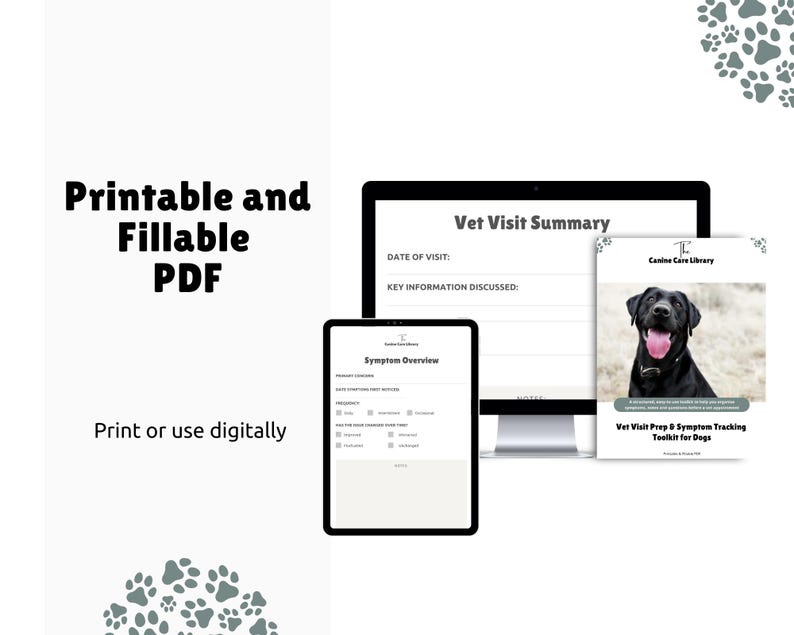 Vet Visit Prep + Symptom Tracking Toolkit for Dogs - Printable and ...