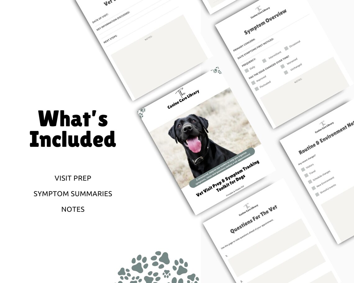 Vet Visit Prep + Symptom Tracking Toolkit for Dogs - Printable and ...