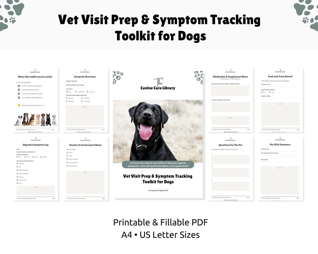 Vet Visit Prep + Symptom Tracking Toolkit for Dogs - Printable and ...