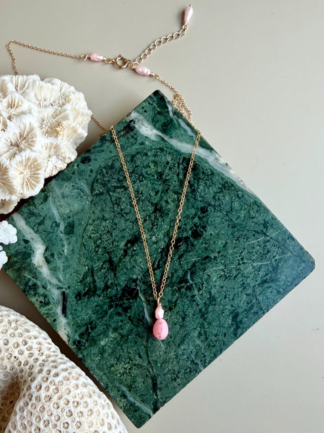 Pink Cowrie Shell Necklace, Brown Dots, 14k Gold Fill, Sterling Silver ...