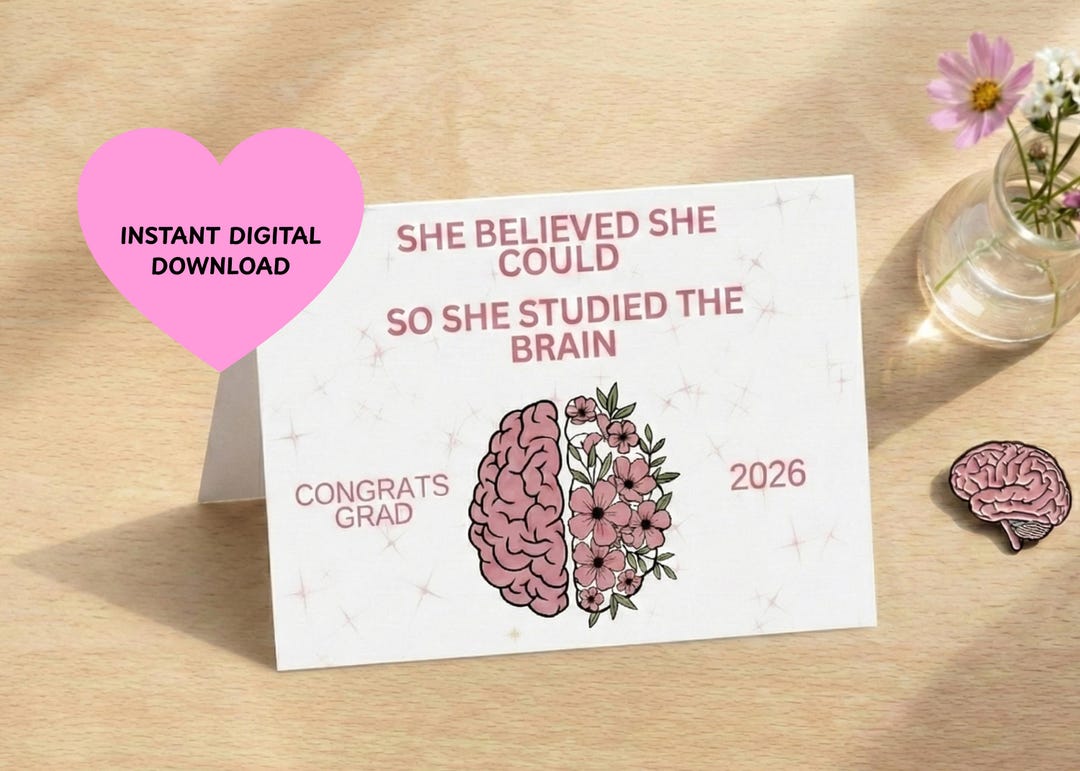 Neuroscience Graduation Card | Brain Art, Women in STEM (printable) - Etsy