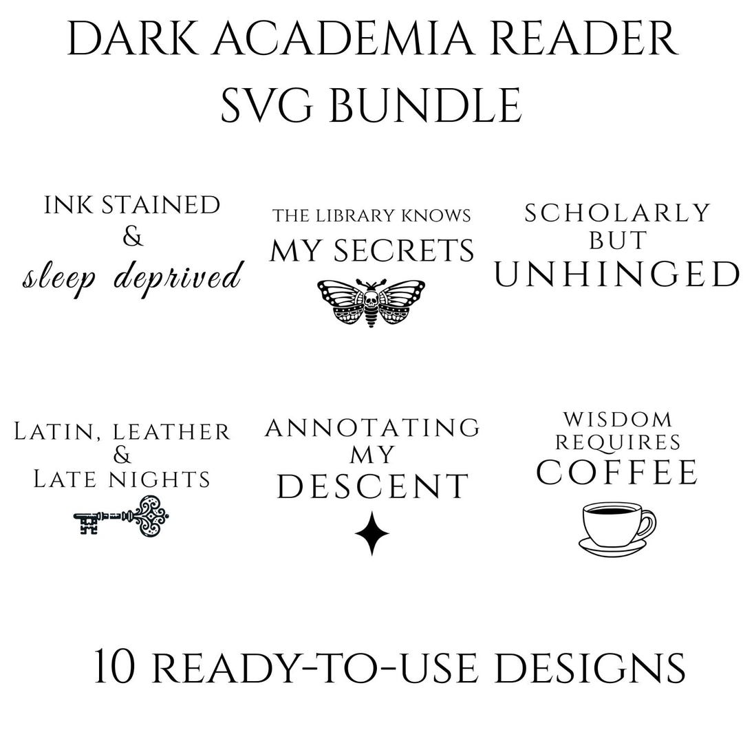 Dark Academia SVG Bundle | Gothic Reader Quotes | Book Lover Aesthetic ...