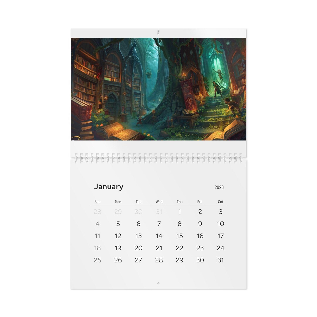 Enchanted Library Forest 2026 Wall Calendar | Fantasy Art Monthly ...