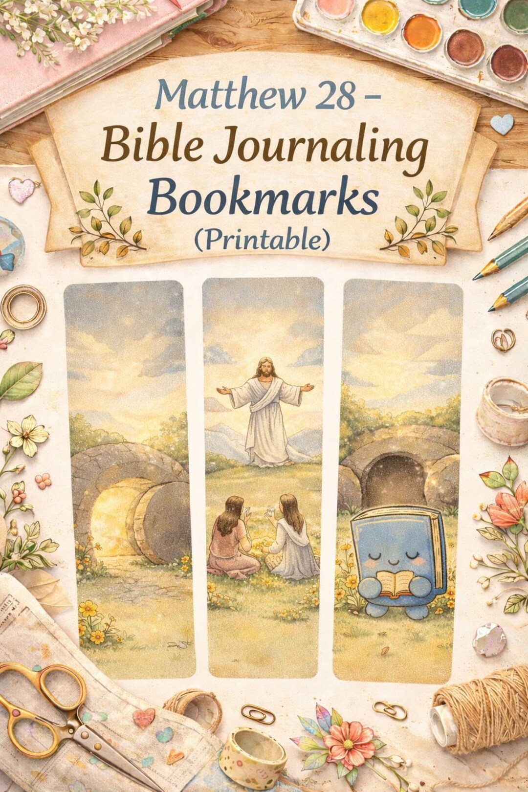 Matthew 28 Bible Journaling Bookmarks Printable | Resurrection Bible ...