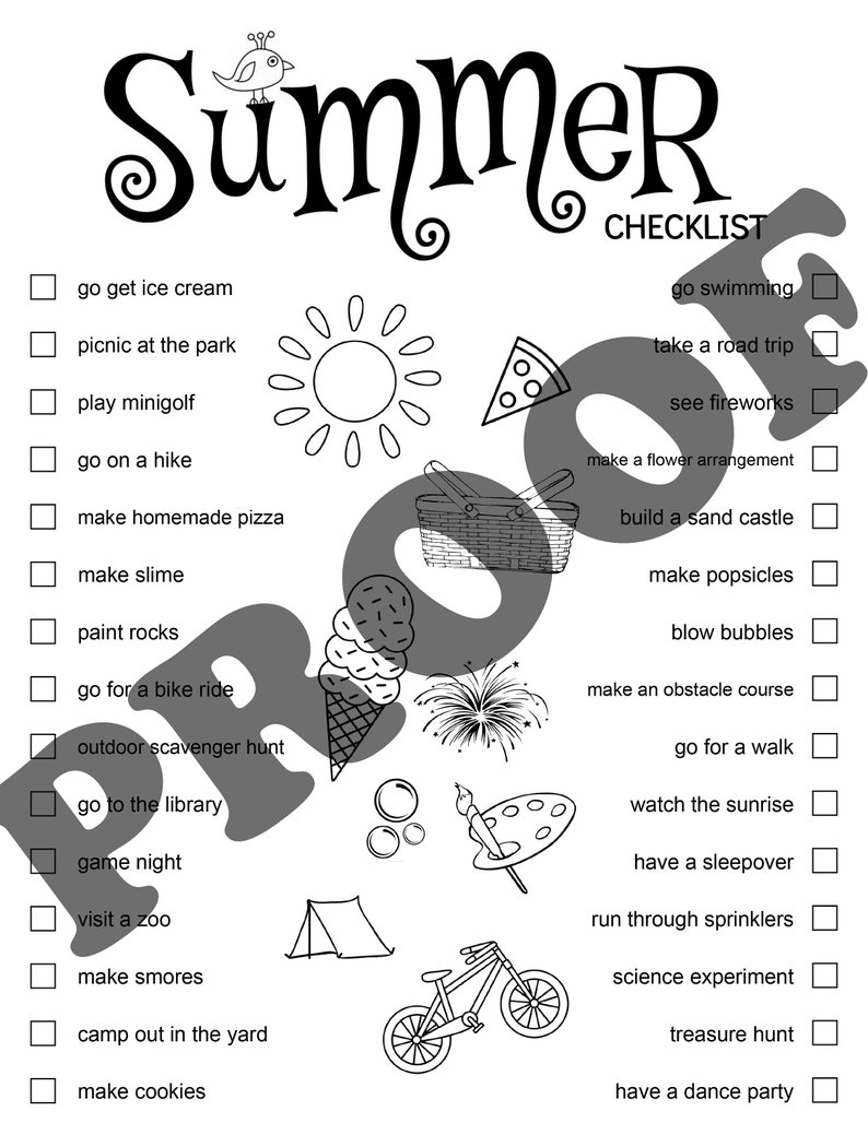 EDITABLE Summer Bucket List - Etsy