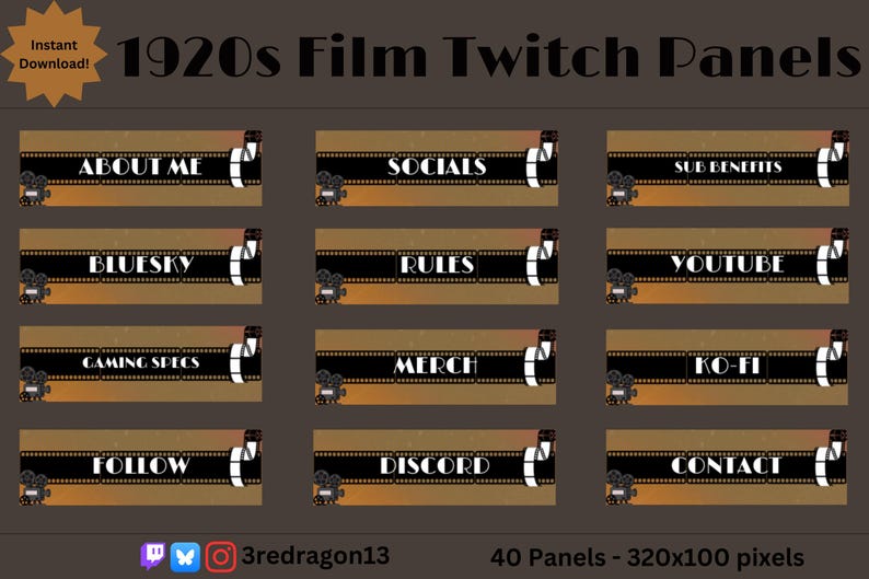 40x 1920s Film Panels for Twitch - Etsy