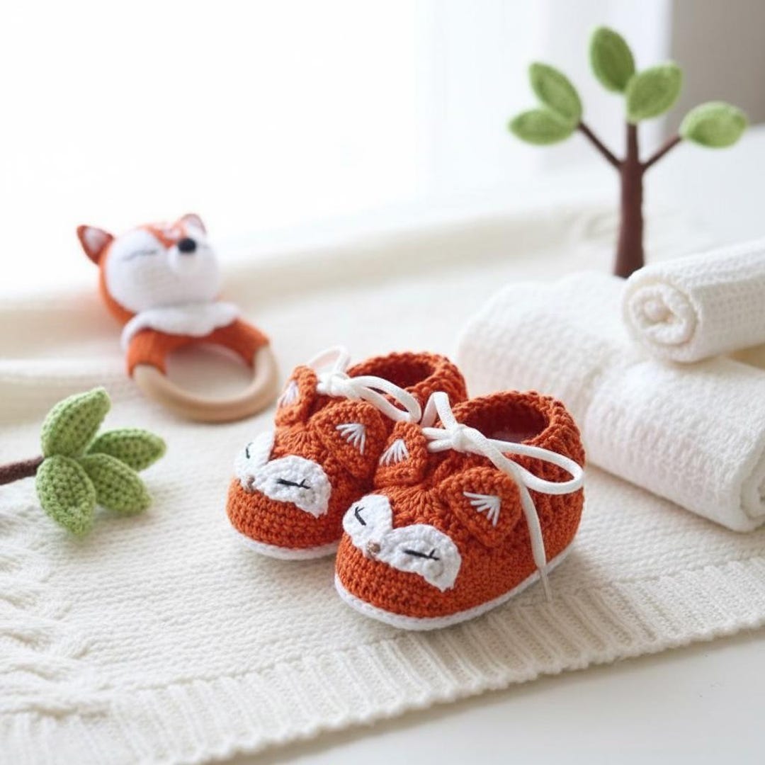 Fox Baby Booties Crochet Pattern, Woodland Animal Baby Shoes Amigurumi ...
