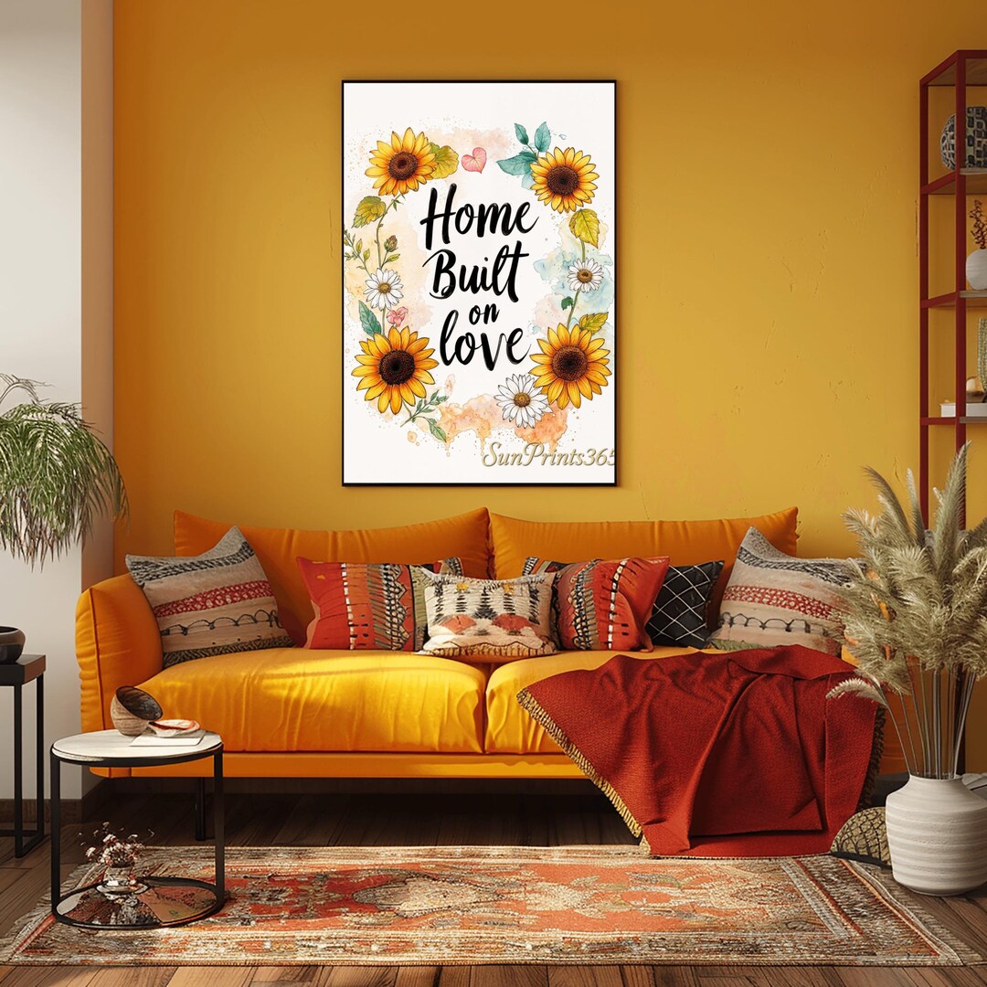 Home Built on Love Wall Art Printable | Floral Watercolor Quote ...