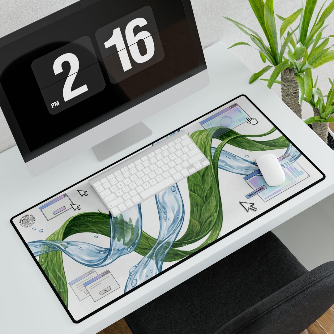 Frutiger Aero Water & Grass Streams Desk Mat | Y2K Retro Digital Nature ...