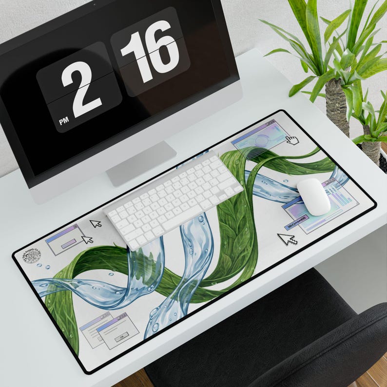 Frutiger Aero Water & Grass Streams Desk Mat | Y2K Retro Digital Nature ...