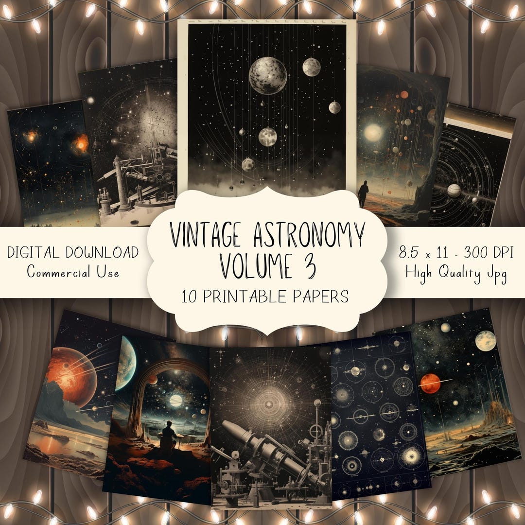 Vintage Astronomy Printable Papers, Celestial Planets and Star Map ...