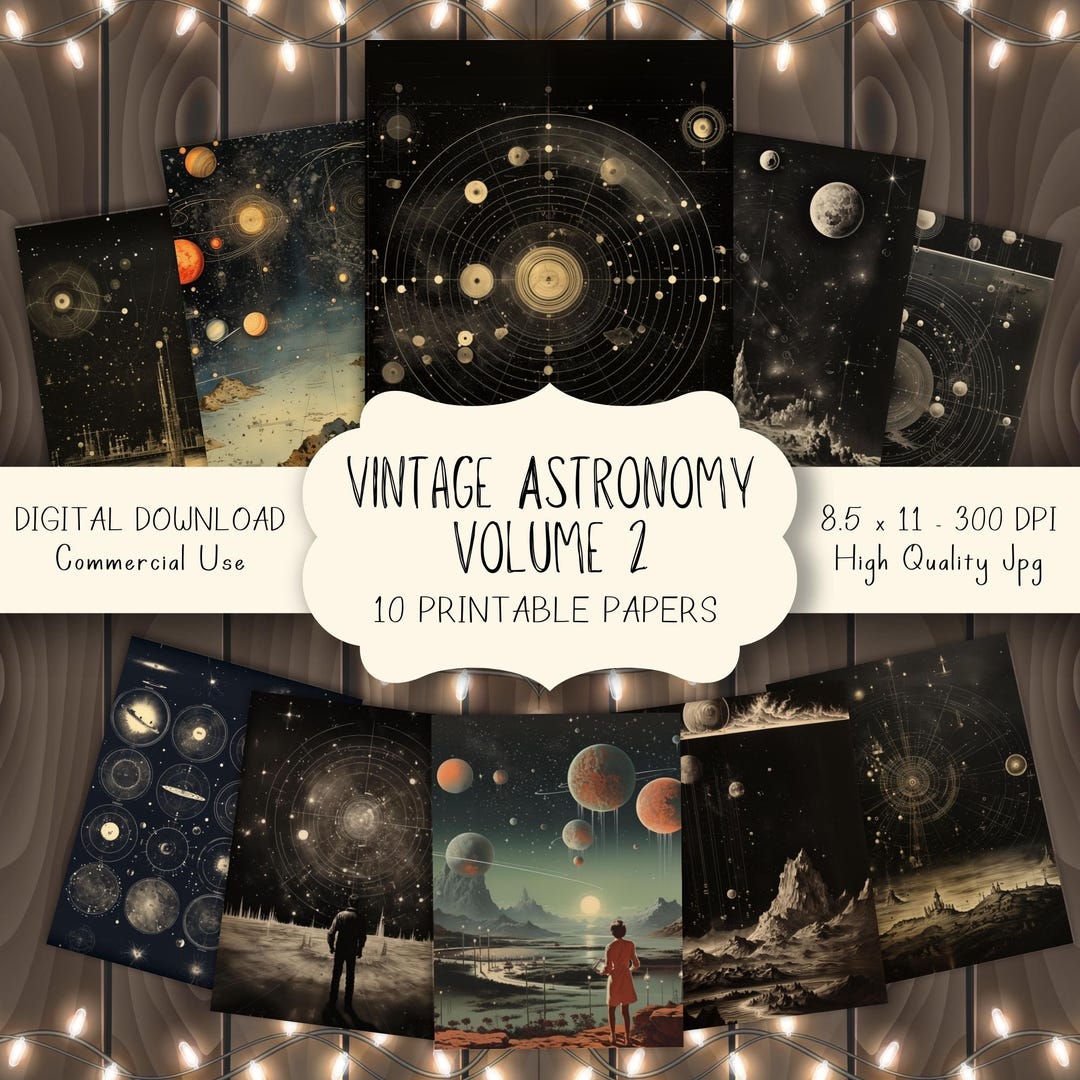 Vintage Astronomy Printable Papers, Celestial Space Art Backgrounds ...