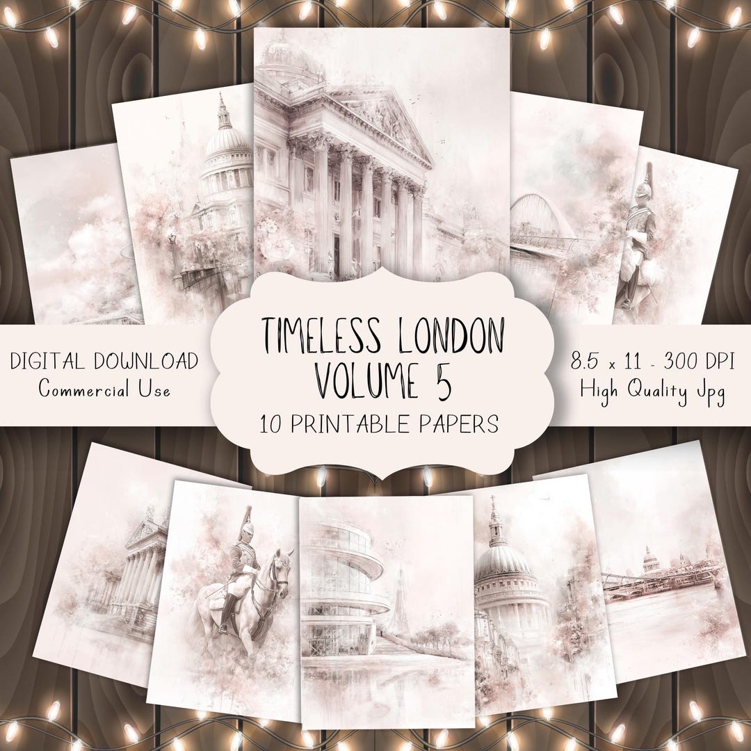 Soft London Landmarks Printable Paper Pack, Romantic Pastel Cityscape ...
