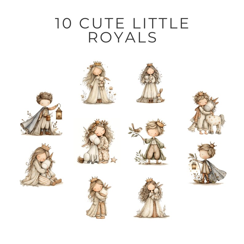 Royal Princess & Prince Clipart Bundle, Fairytale Character Pngs ...