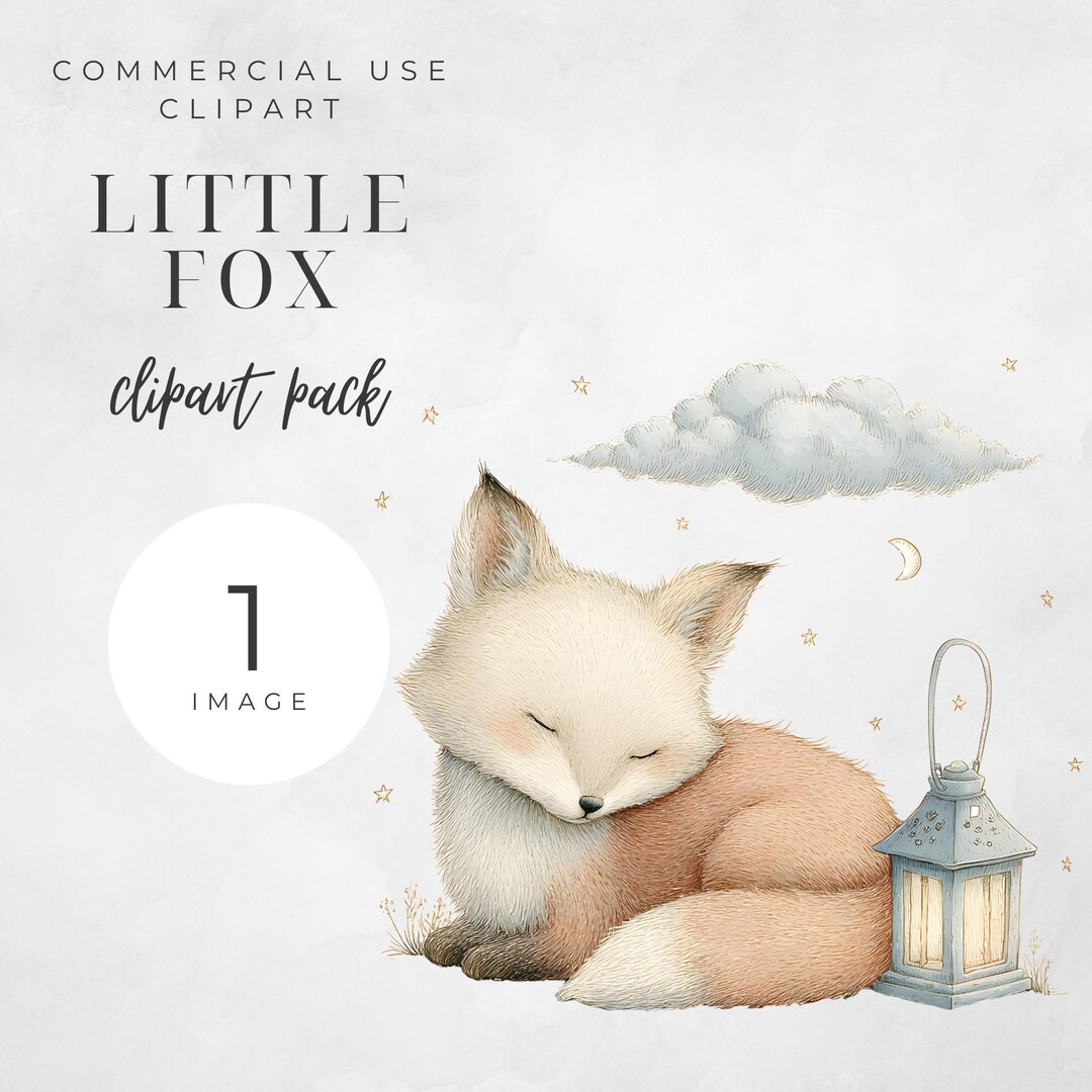 Little Fox Clipart, Cute Woodland Fox PNG With Lantern, Sleeping Animal ...