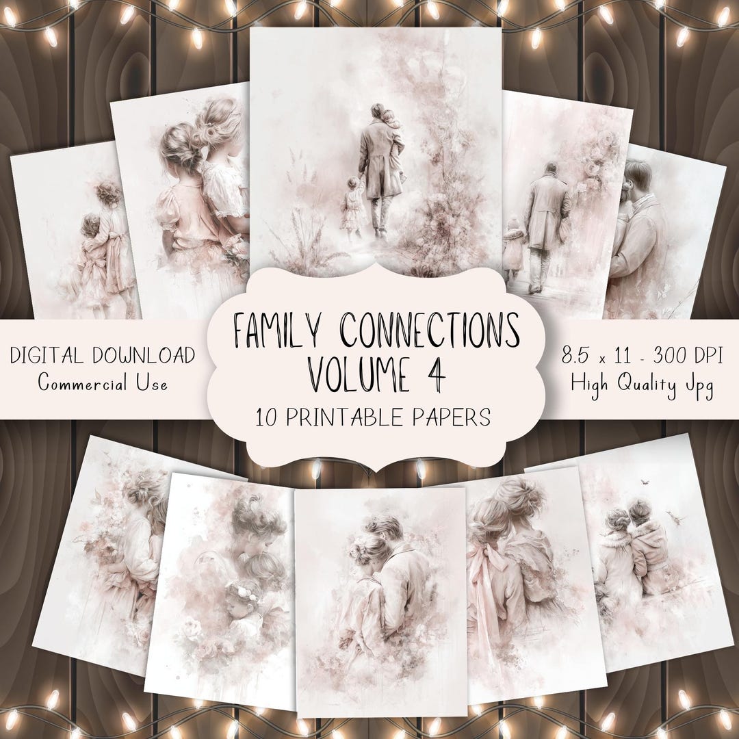 Vintage Parent and Child Portrait Papers, Mother Daughter Printable ...