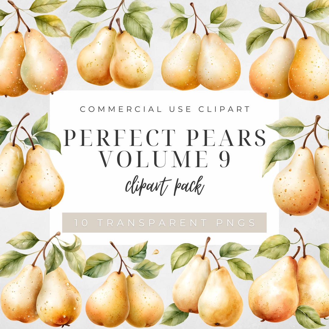 Perfect Pears Clipart Volume 9, Watercolor Pear Illustrations for ...