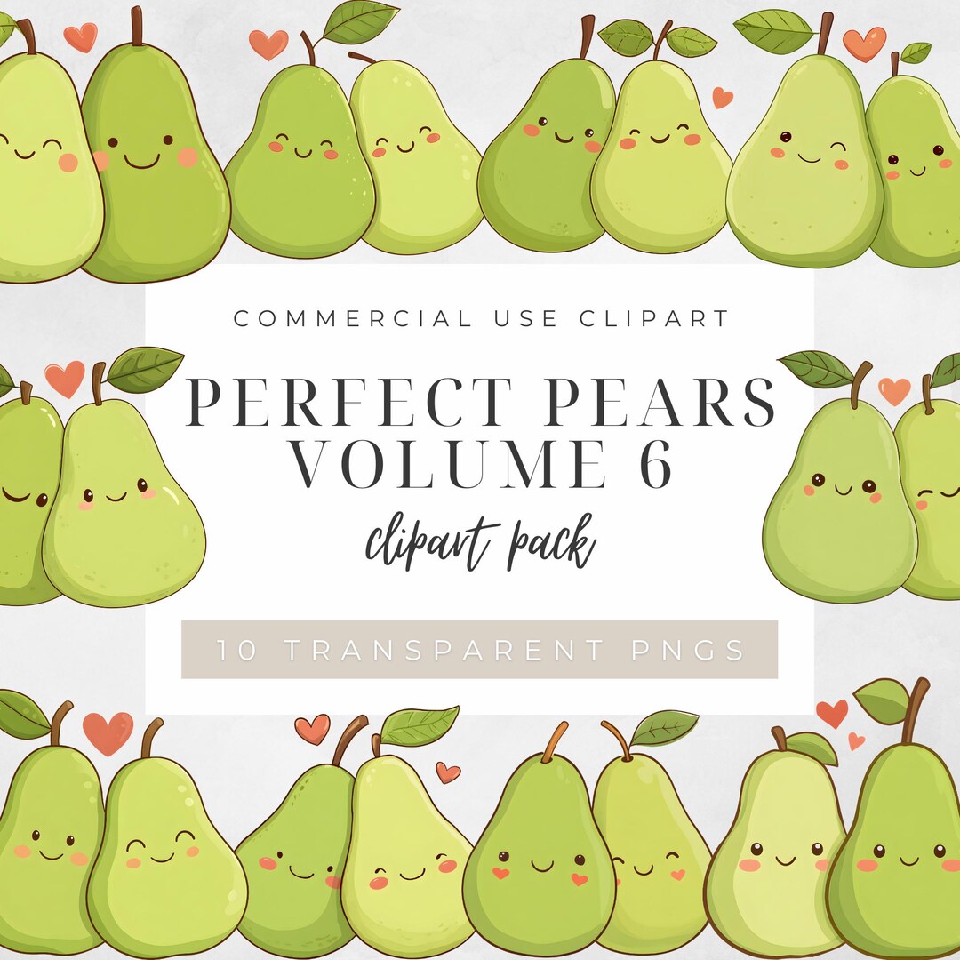 Perfect Pears Clipart, Cute Fruit Illustration PNG, Kawaii Wedding ...