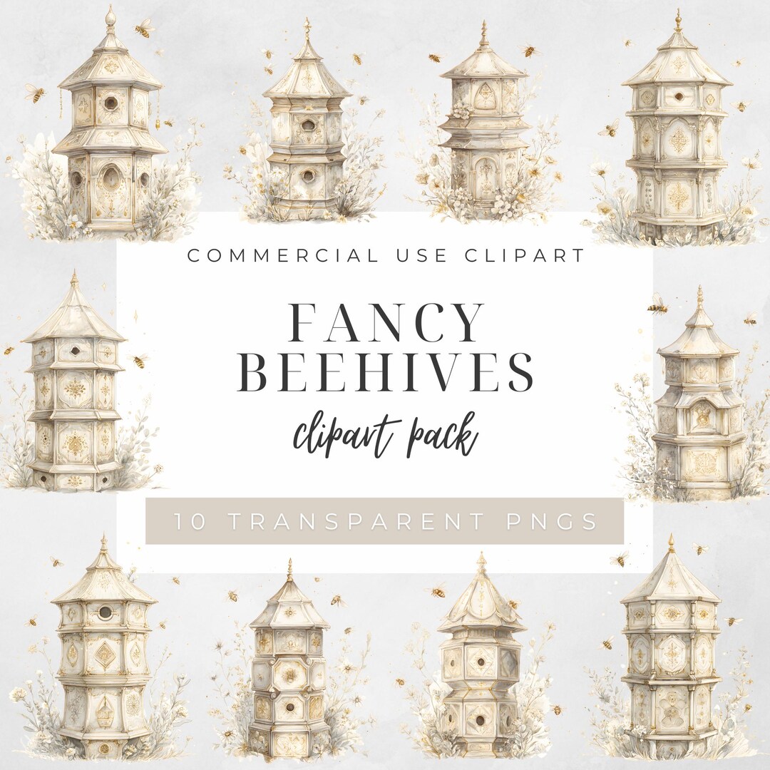 Fancy Beehive Clipart, Watercolor Apiary Pngs, Ornate Vintage ...