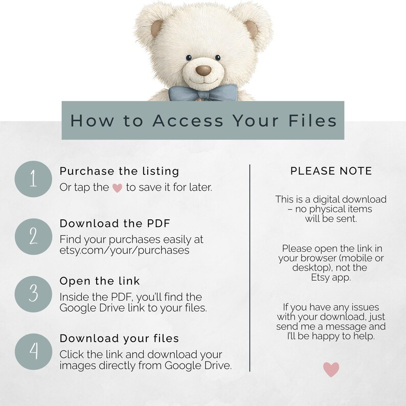 Cute Teddy Bears Clipart Pack, Adorable Bear PNG Set for Baby Shower ...