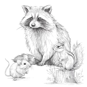 Woodland Critters Clipart, Forest Animal Line Art Pngs for Making ...
