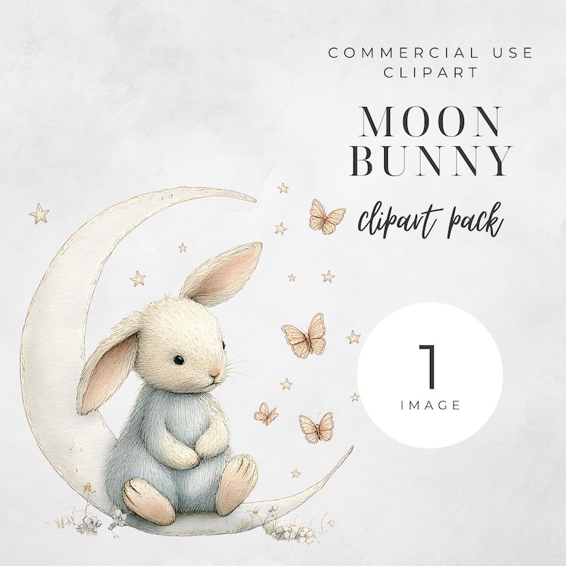 Moon Bunny Clipart, Cute Rabbit With Crescent Moon PNG, Baby Bunny and ...