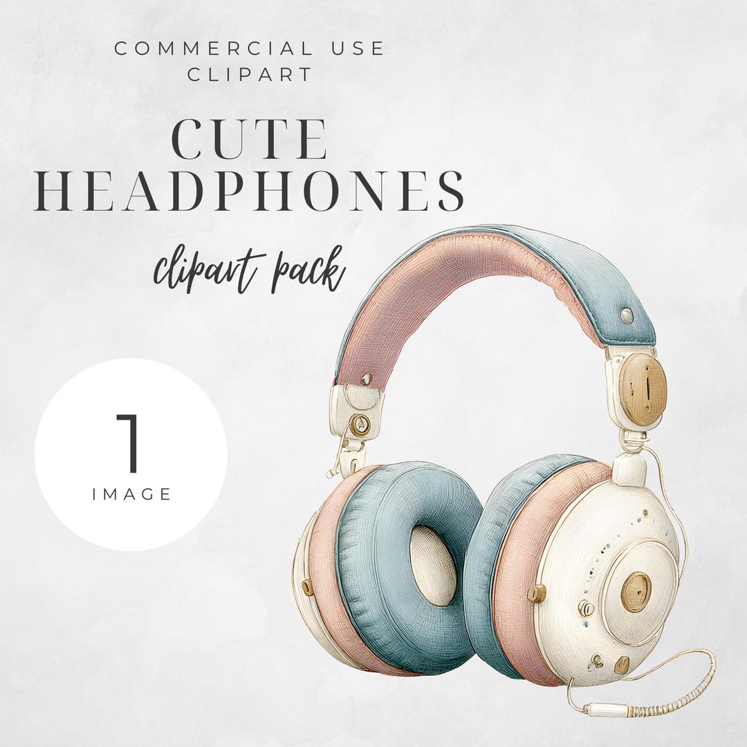 Cute Headphones Clipart, Pastel Music PNG Illustration, Cozy Aesthetic ...