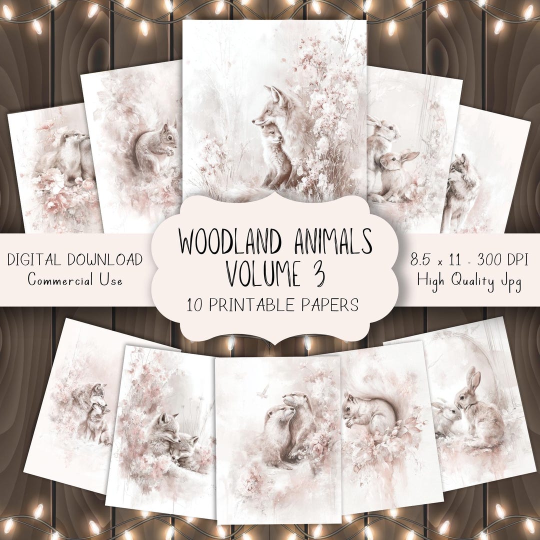 Soft Pink Woodland Animals Printable Papers, Forest Fox and Bunny ...