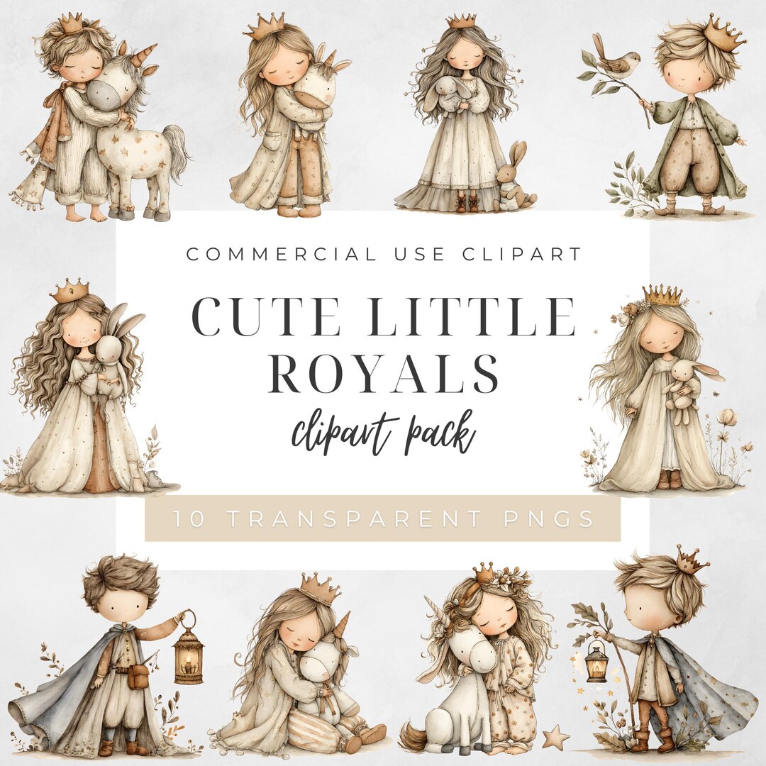 Royal Princess & Prince Clipart Bundle, Fairytale Character Pngs ...