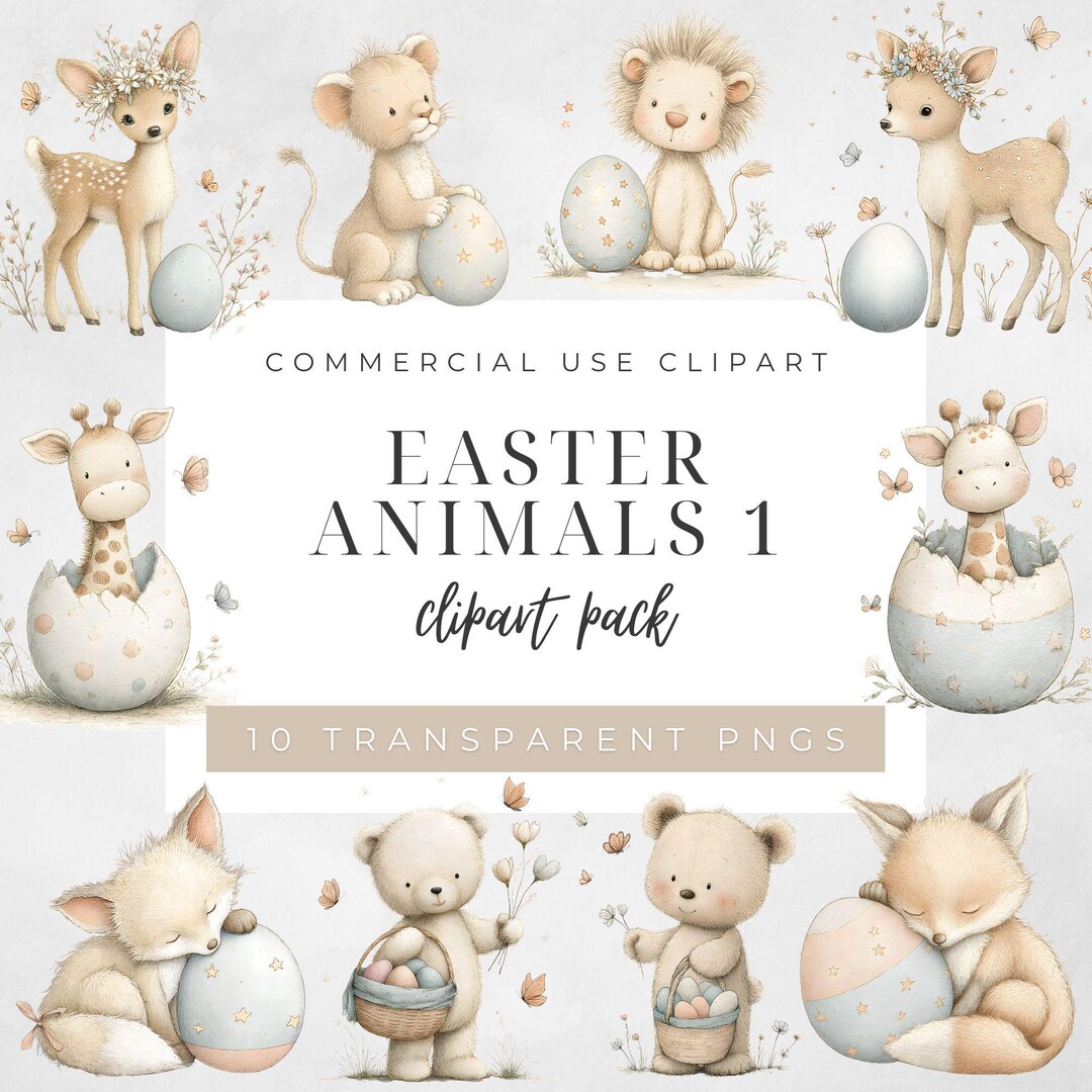 Easter Egg Animals Clipart Pack, Cute Spring Animal Pngs, Holiday ...