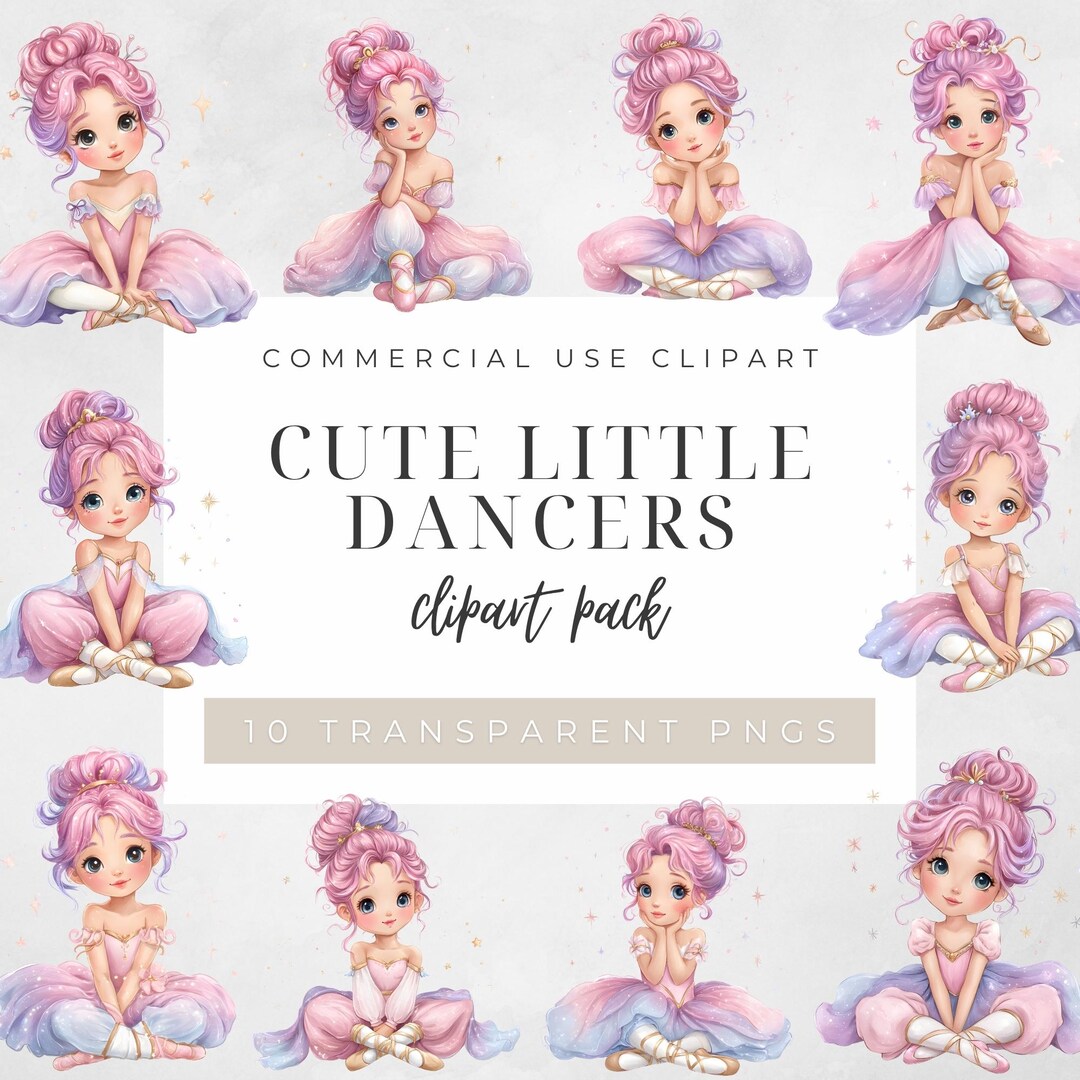 Pink Ballet Girl Clipart, Little Dancer Illustrations PNG, Watercolor ...