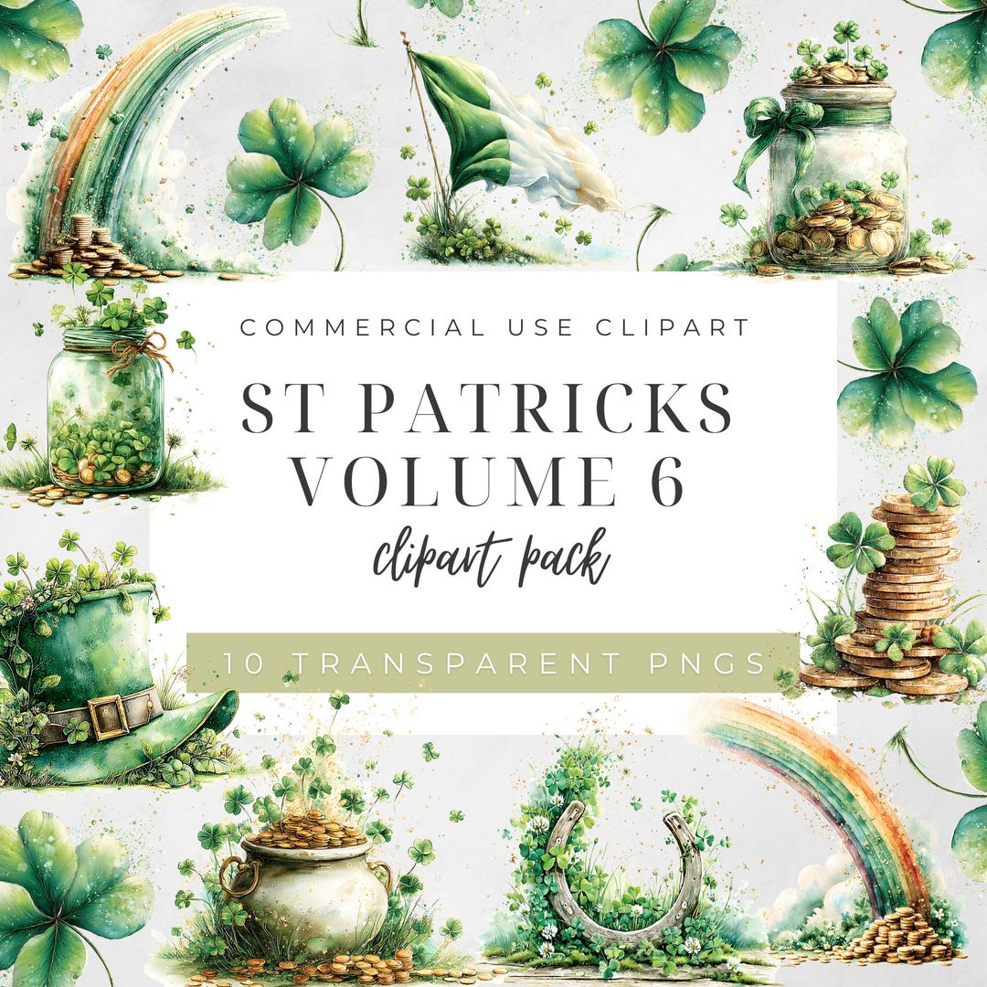 St Patricks Day Shamrock Clipart Collection, Green Clover Rainbows ...