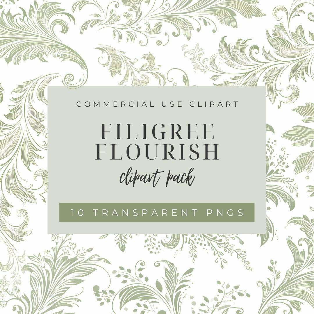 Filigree Flourish Clipart Pack, Ornate Borders for Invitations and ...