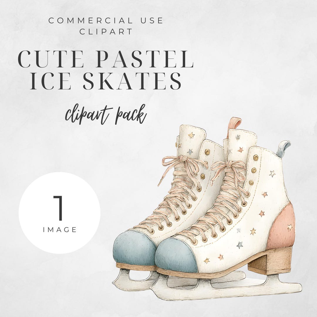 Cute Pastel Ice Skates Clipart, Cozy Winter PNG Illustration, Retro ...