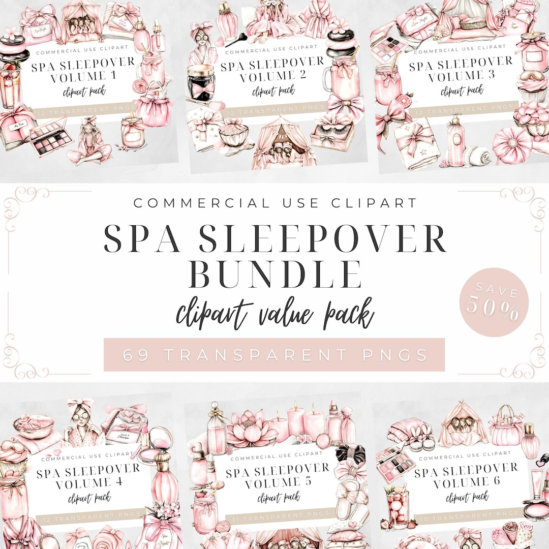 Spa Sleepover Clipart, Pamper Party Graphics, Cute Self-care Girly ...